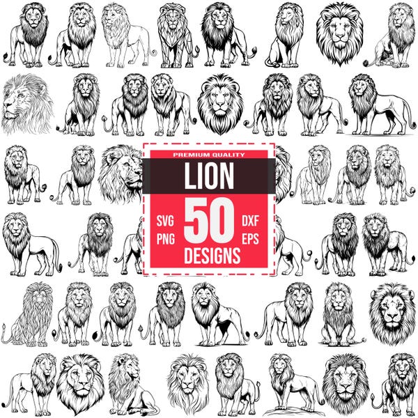 Lion Svg - Etsy