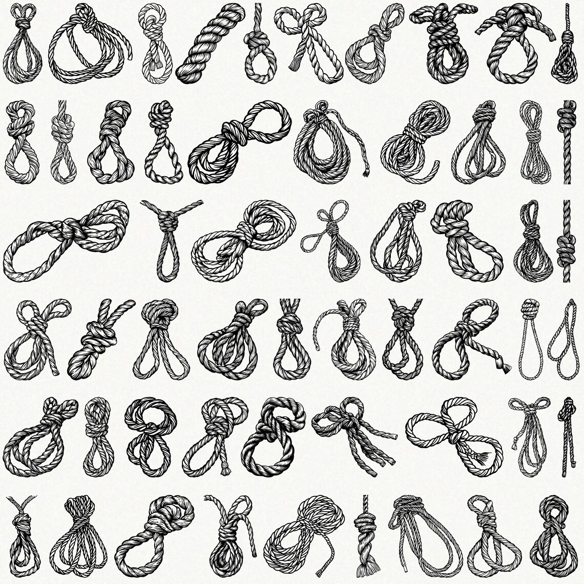 60 Rope SVG Bundle – Knots, Loops, Twisted Rope Clipart, Rope Clipart ...