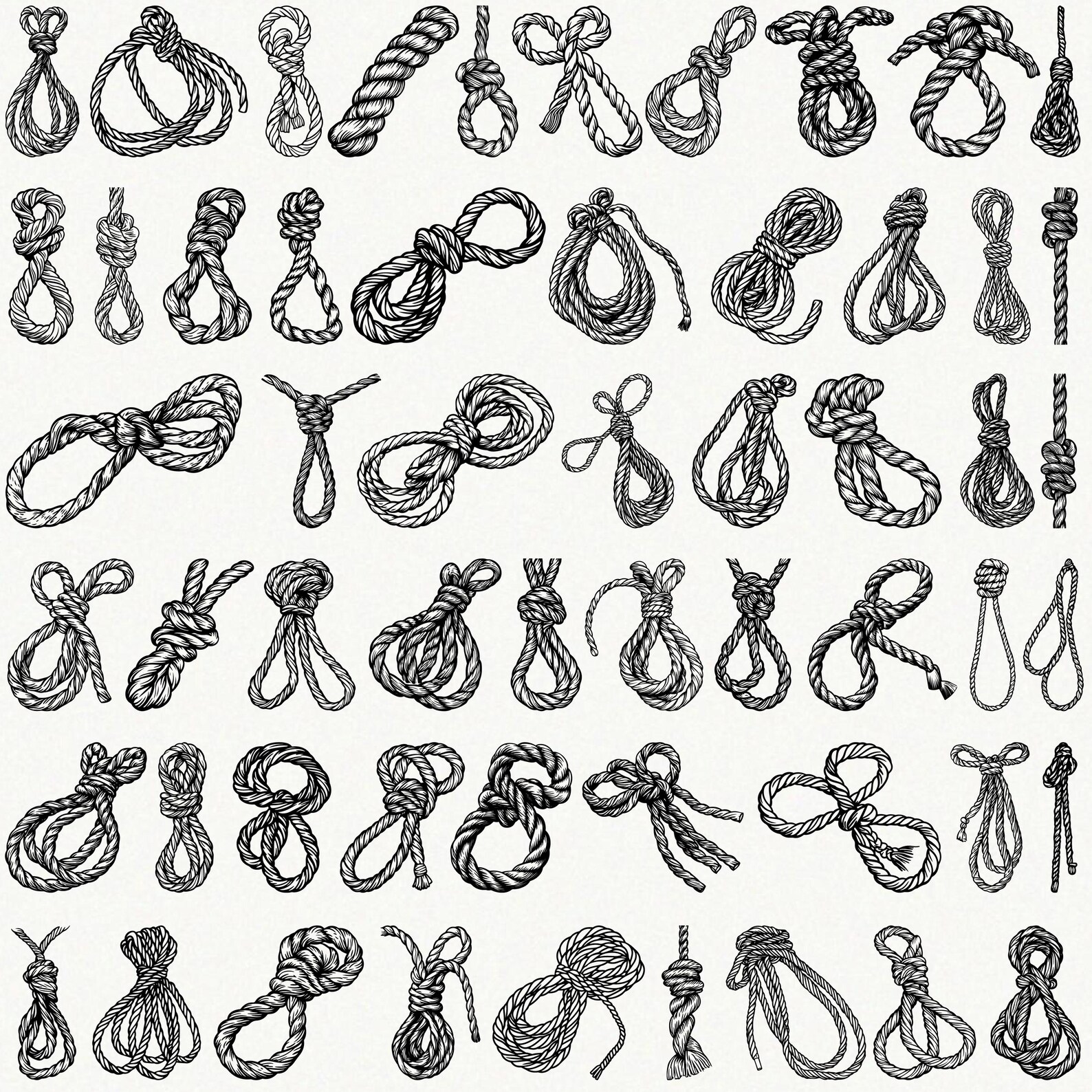 60 Rope SVG Bundle – Knots, Loops, Twisted Rope Clipart, Rope Clipart ...