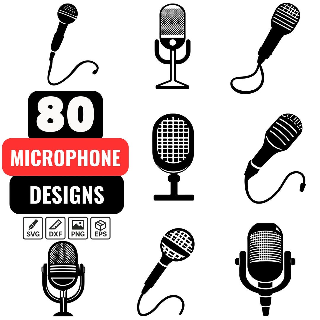 80 Microphone SVG Bundle – Retro & Modern Mic Clipart, Podcast, Singer ...