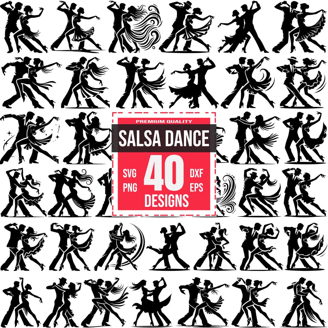 Salsa Dance SVG Bundle – 40 Passionate Latin Dance Designs | Salsa ...