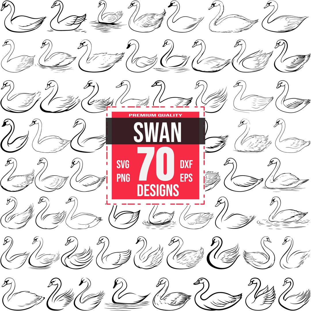Swan Svg Bundle, Graceful Bird Png, Elegant Swan Design, Swan Clipart ...