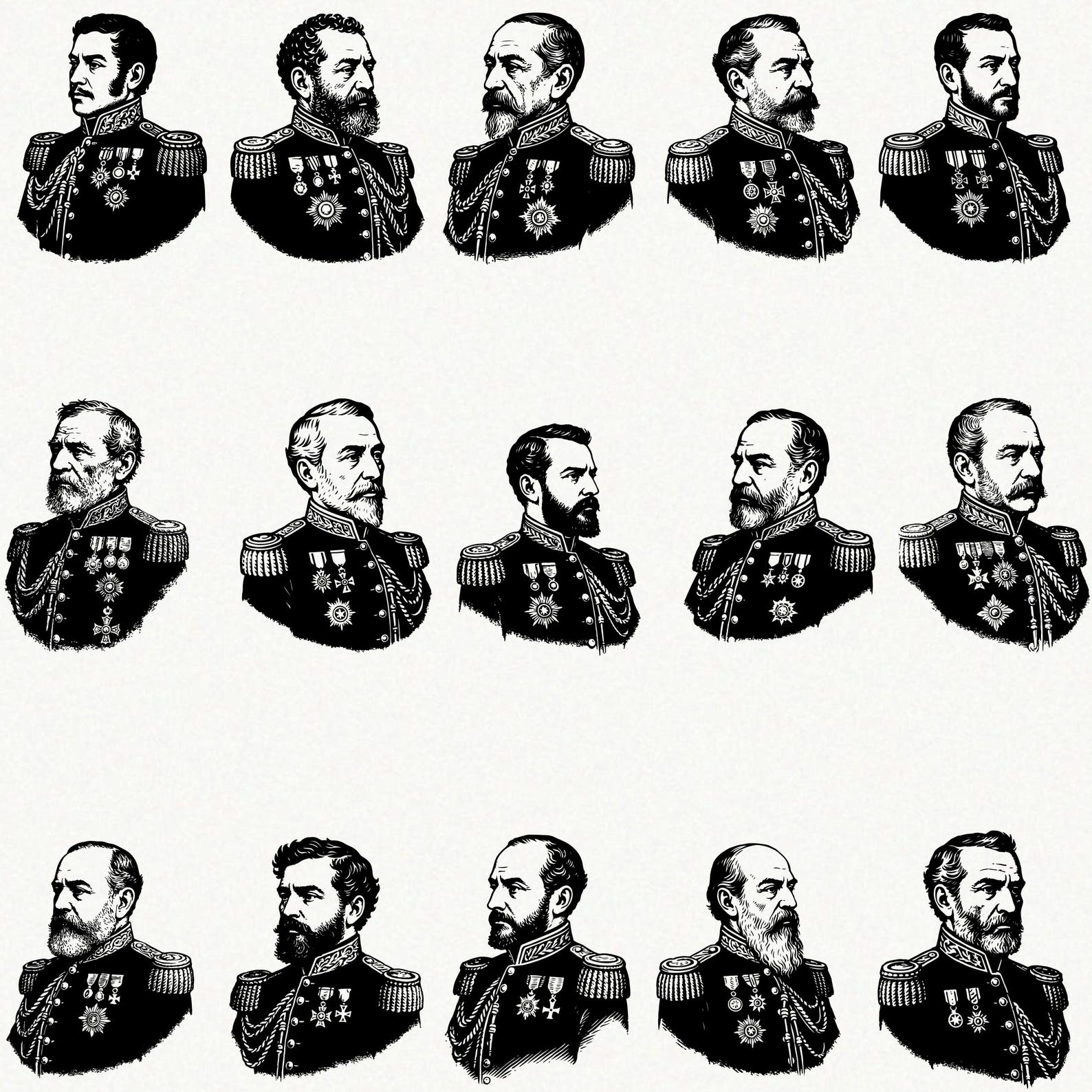 Military General SVG Bundle, 15 Vintage Army Officer Portrait Clipart ...