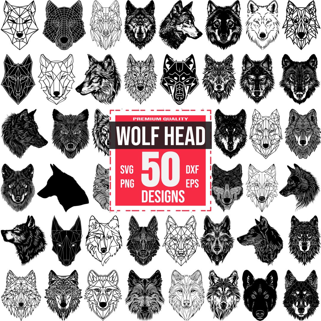 Wolf Head Svg Bundle, Wild Wolf Png, Wolf Face Clipart Svg, Majestic ...