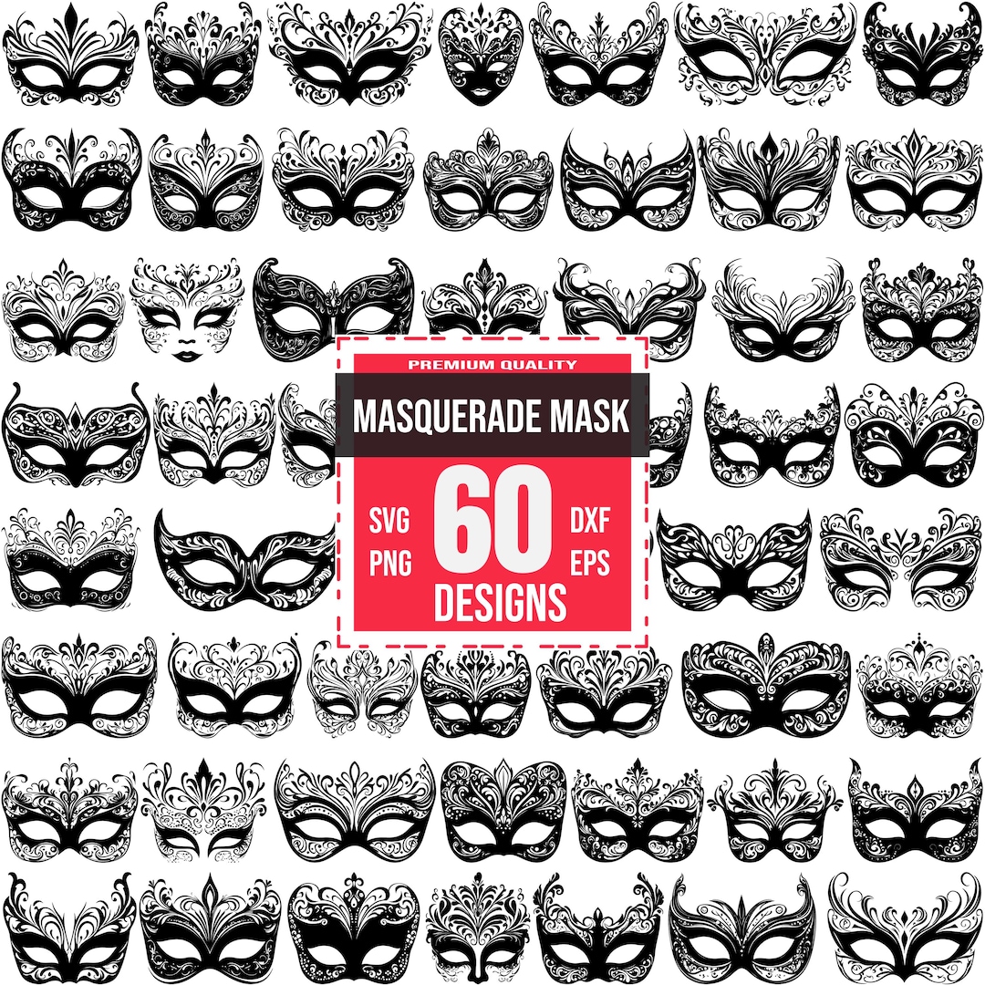 Masquerade Mask Svg Bundle, Elegant Mask Png, Venetian Mask Svg, Party ...