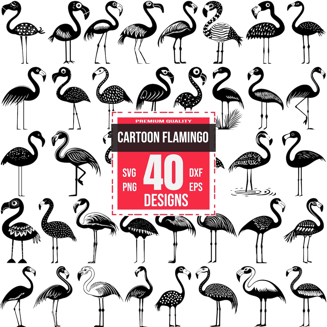 Cartoon Flamingo Svg Bundle, Flamingo Vector, Cute Flamingo Svg ...