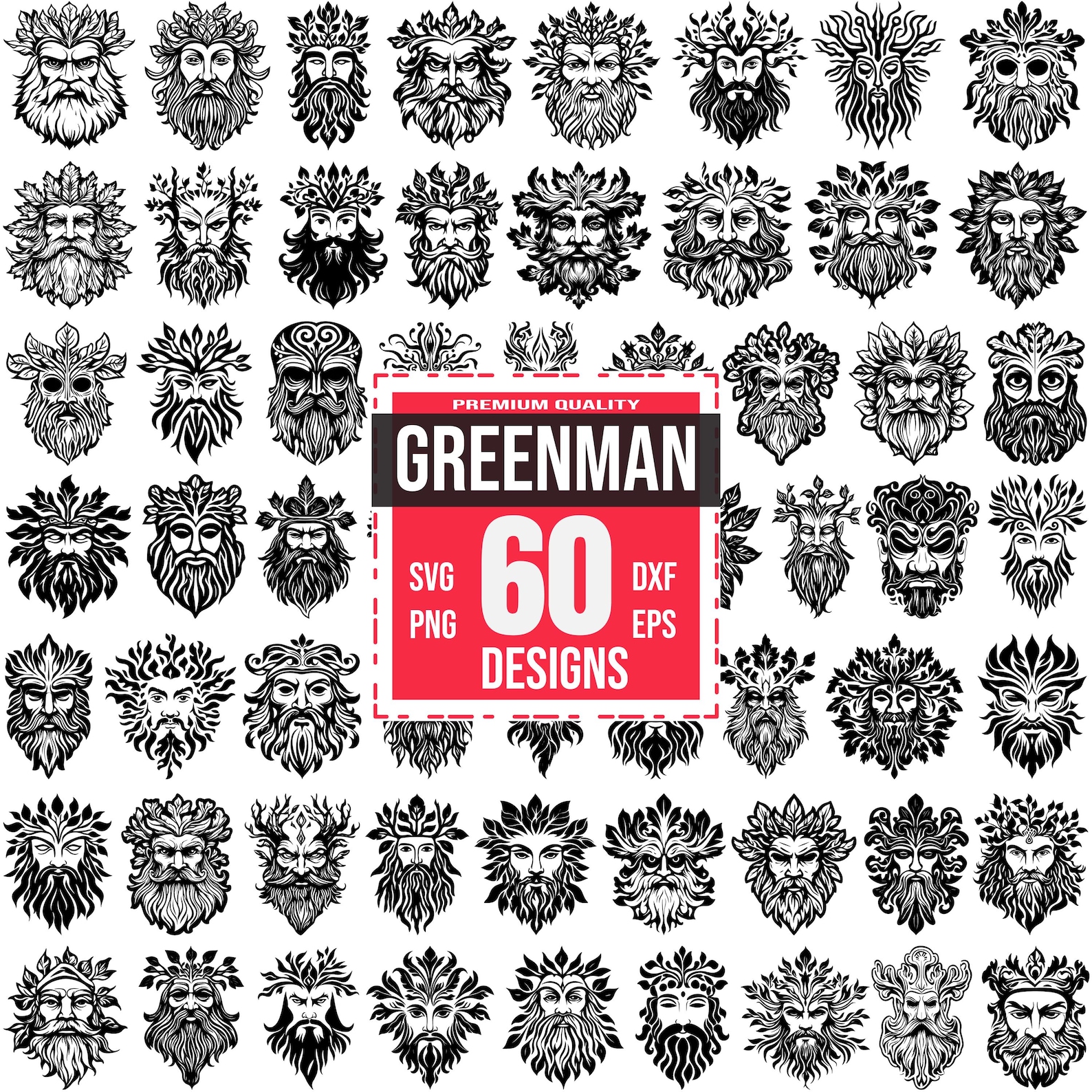 Greenman Svg Bundle, Green Man Clipart, Green Man Vector, Greenman Png ...