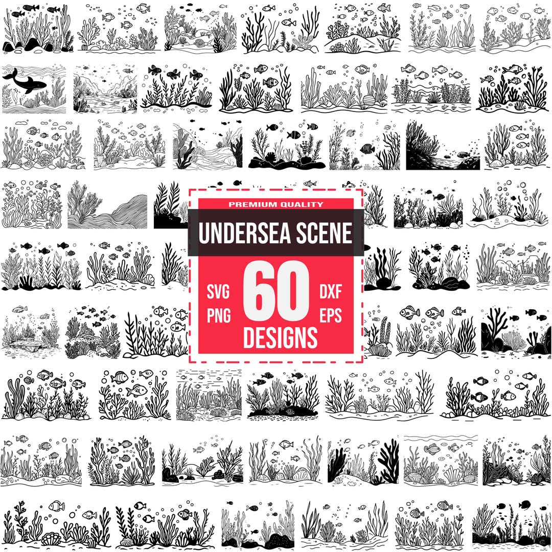 Undersea Scene Svg Bundle, Underwater World Svg, Aquatic Svg, Tropical ...