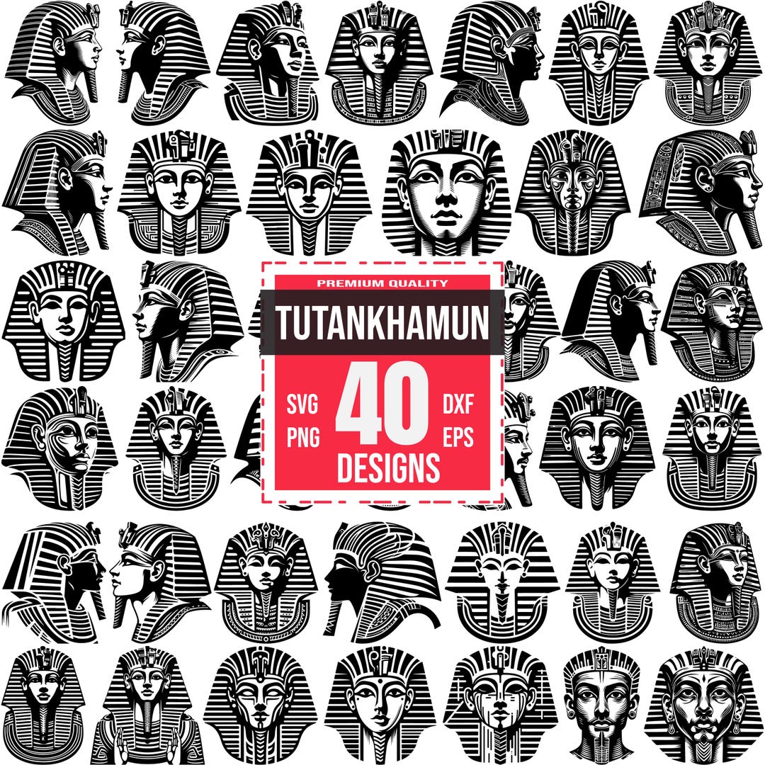 40 Tutankhamun SVG Bundle, Pharaoh PNG Clipart, Ancient Egypt DXF, King ...