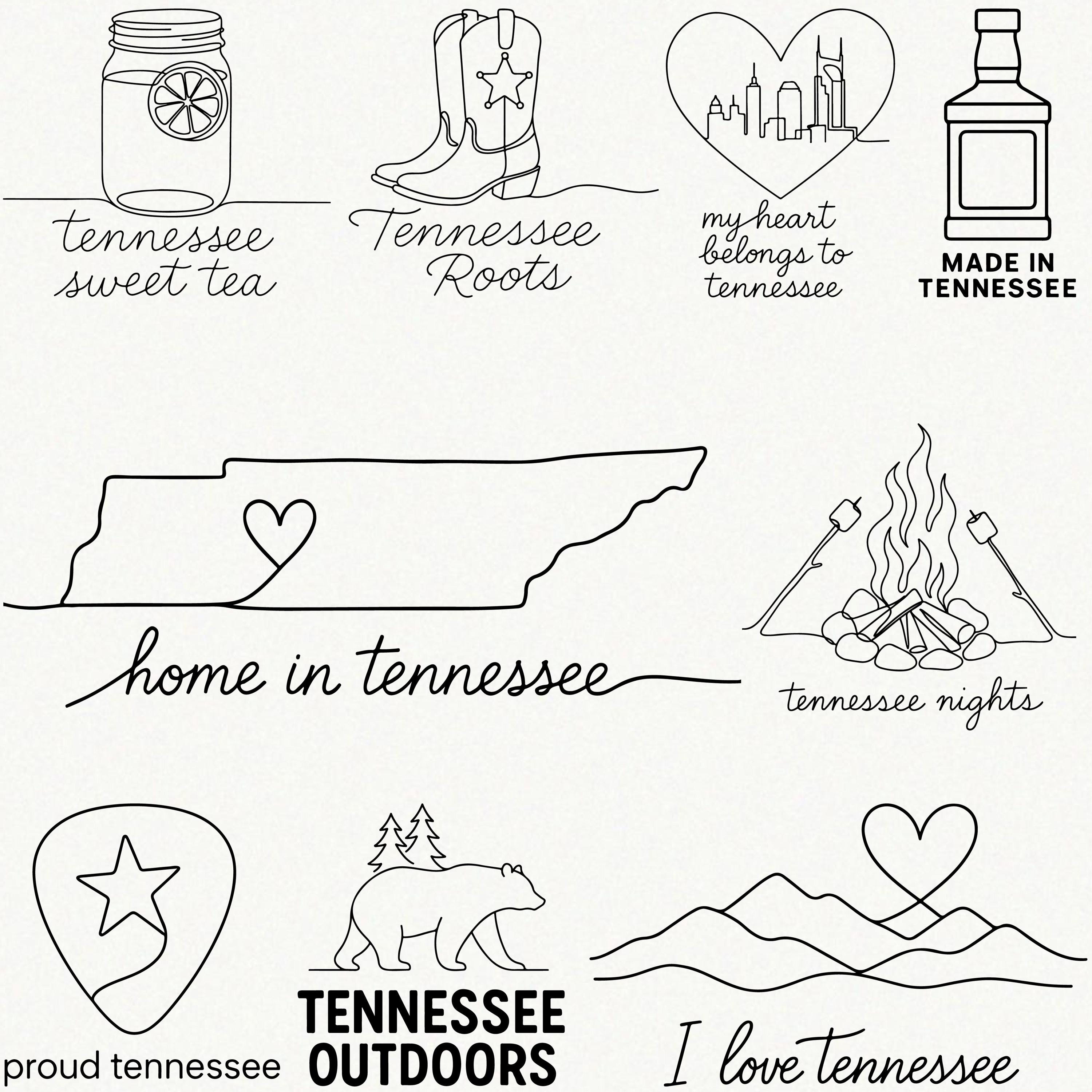 Tennessee Line Art SVG Bundle – 50 State Pride, Country Music, Cowboy ...