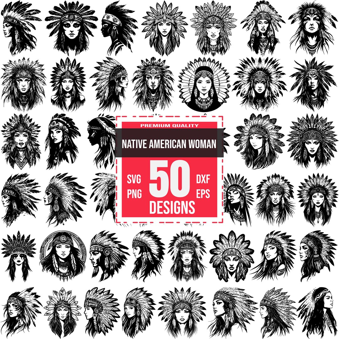 Native American Woman Svg Bundle, Tribal Woman Svg, Indigenous Woman ...