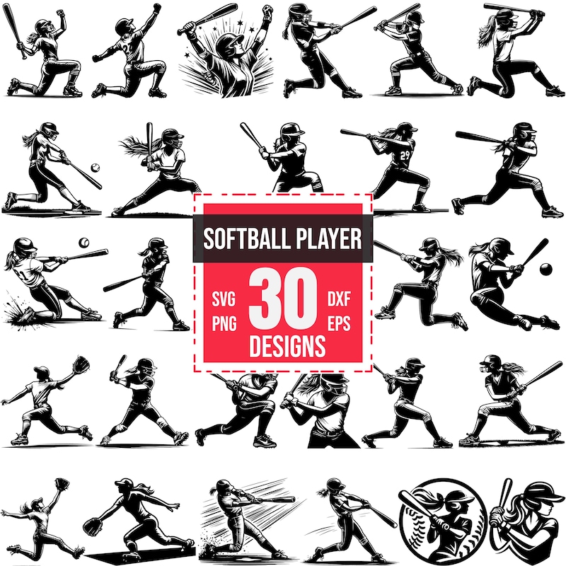Softball Girl at Bat Art - Etsy