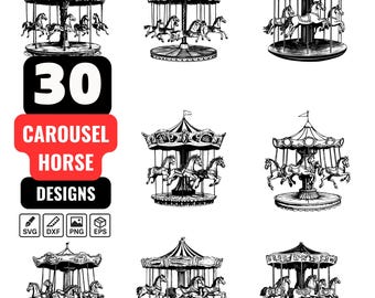 Merry Go Round Clipart, Carousel SVG, Merry-go-round Silhouette ...