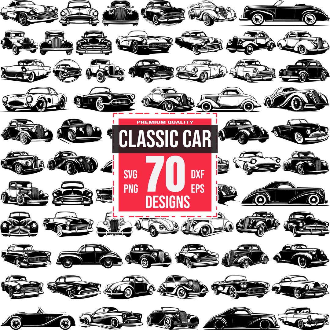 Classic Car Svg Bundle, Vintage Car Png, Retro Automobile, Old ...