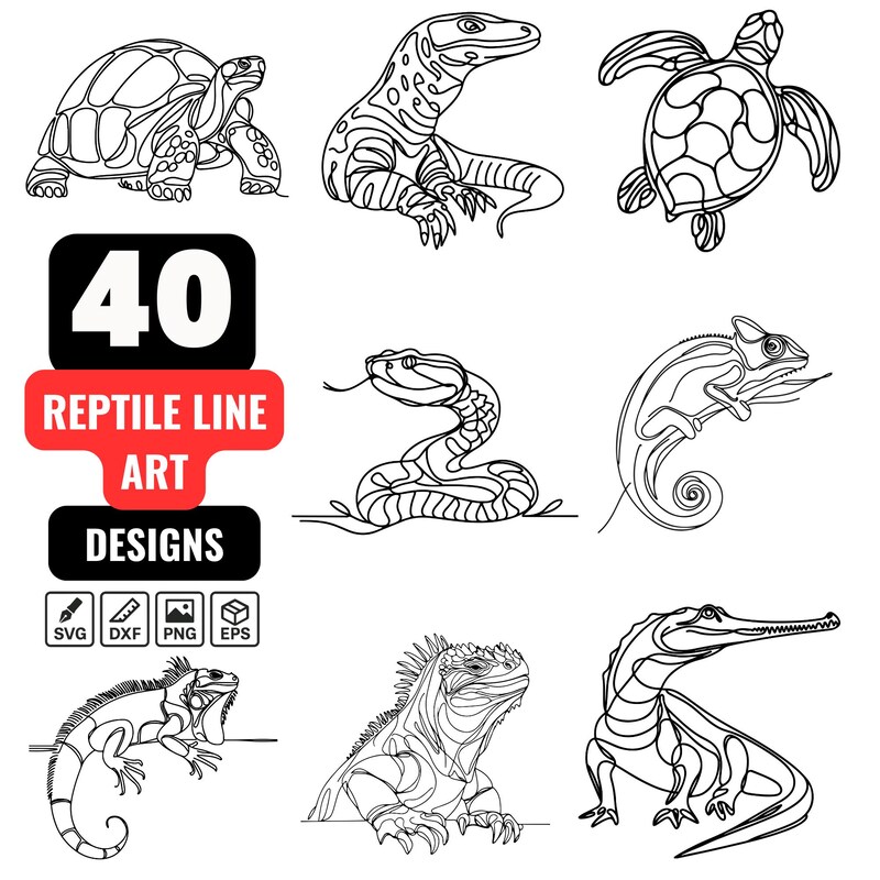 Line Drawing Chameleon - Etsy