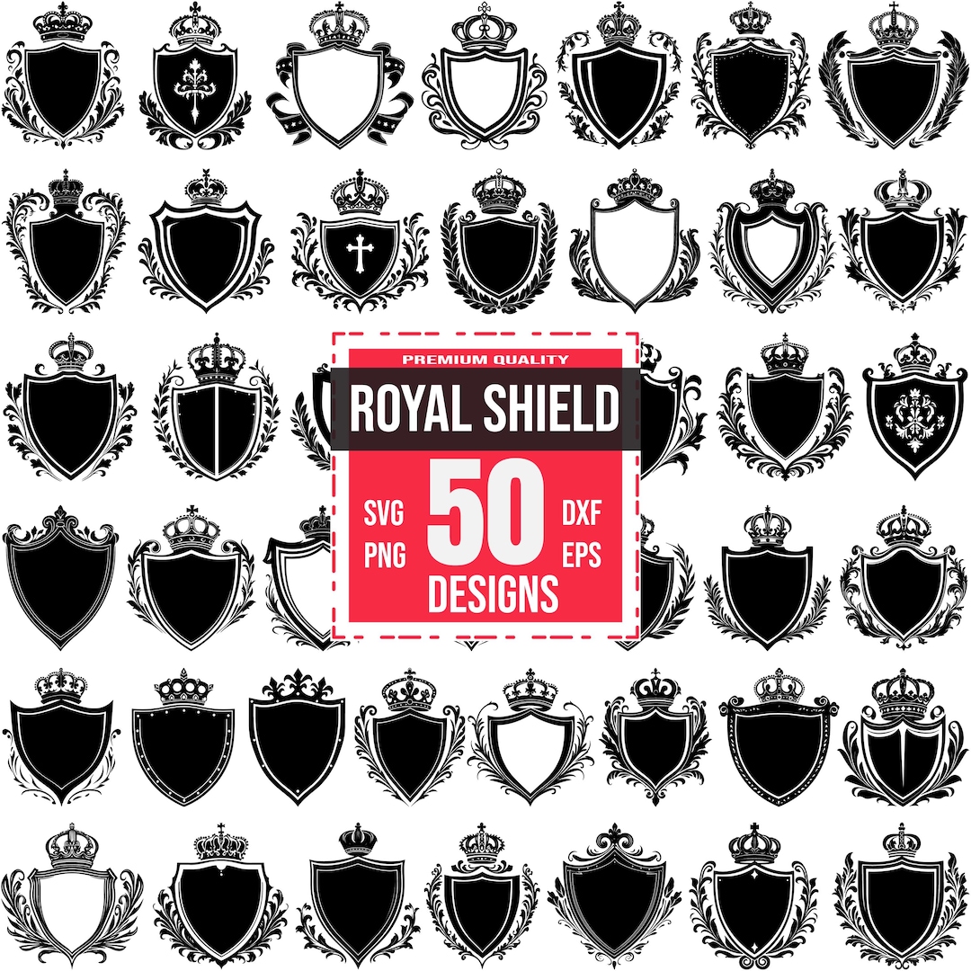 Royal Shield Svg Bundle, Royal Crest Svg, Medieval Shield Svg, Knight ...