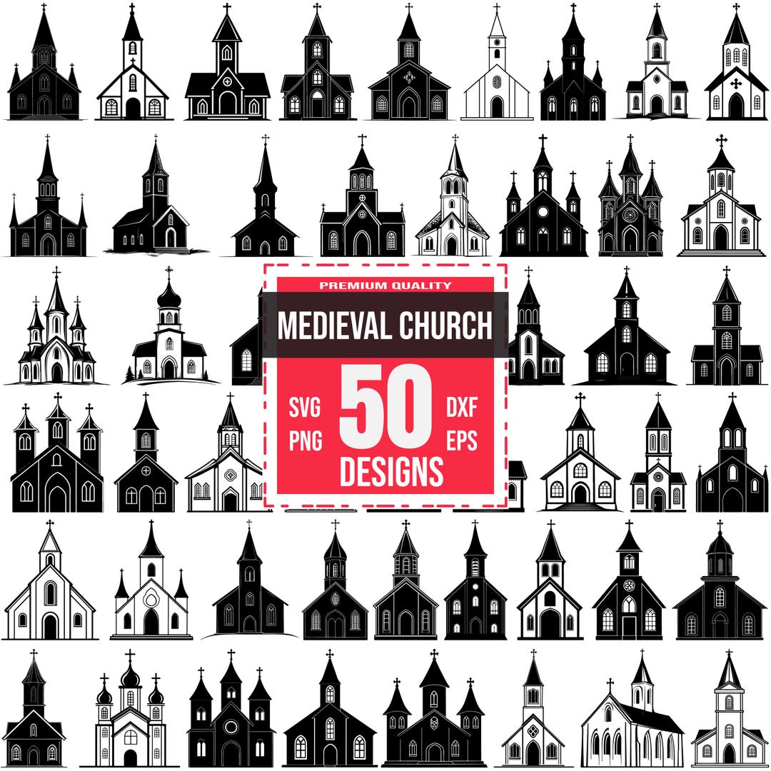 Medieval Church Svg Bundle, Medieval Church Png, Medieval Church Dxf ...