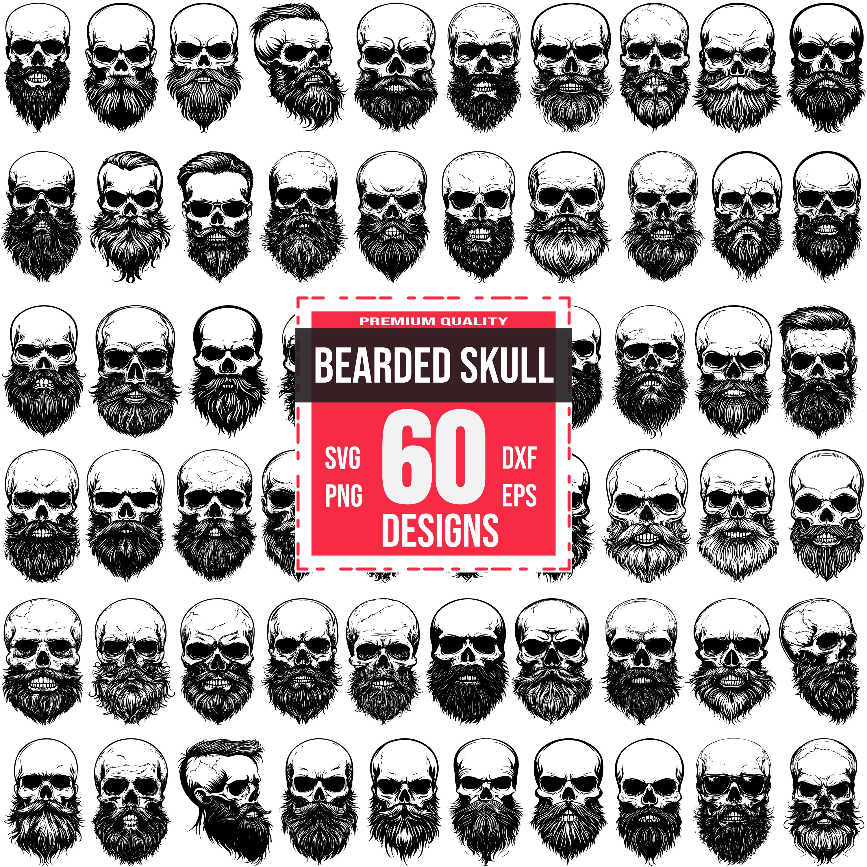 Bearded Skull SVG Bundle, Bearded Skull Clipart, Bearded Skull Png ...