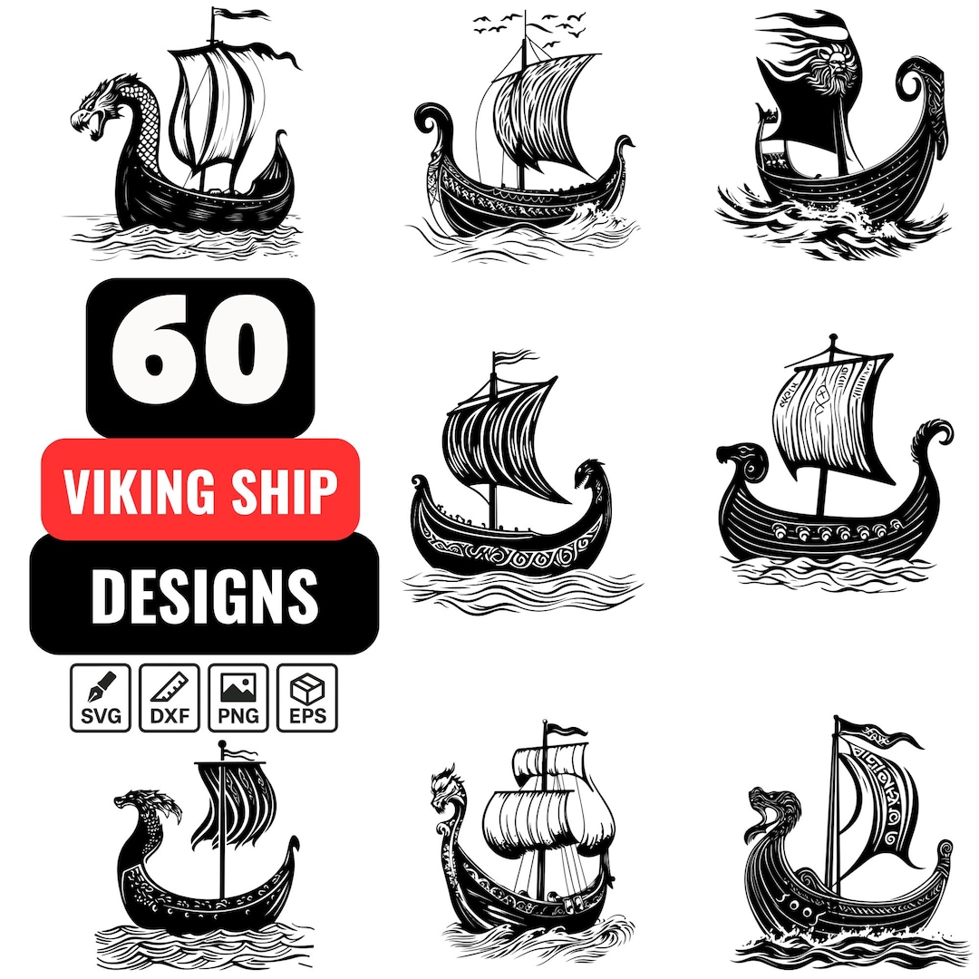 Viking Ship Svg Bundle, Drakkar Svg, Viking Ship Png, Norse Ship Svg ...