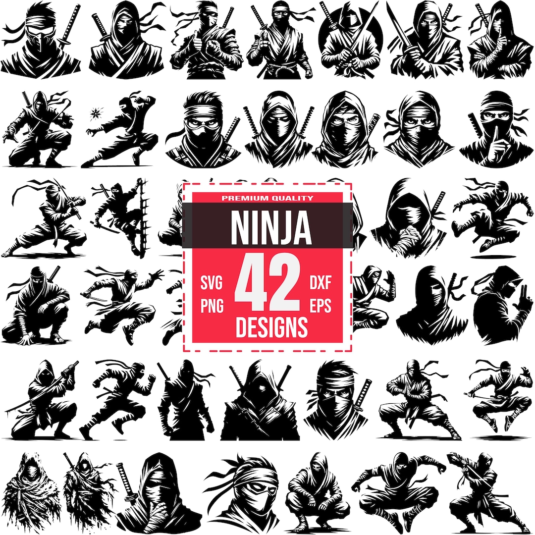 Ninja SVG Bundle, Samurai Warrior Clipart, Stealth Assassin PNG ...