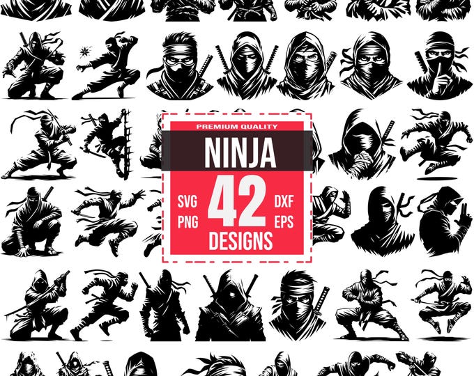 Ninja Cartoon SVG, Stealth Warrior PNG, Martial Arts Clipart, Cute ...