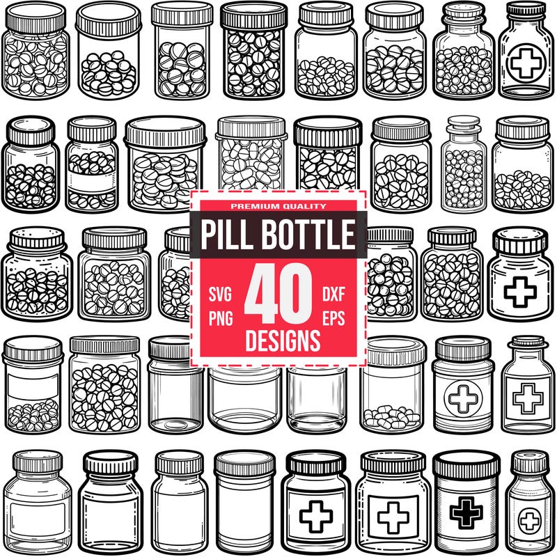 Pill Bottle Clipart Svg - Etsy
