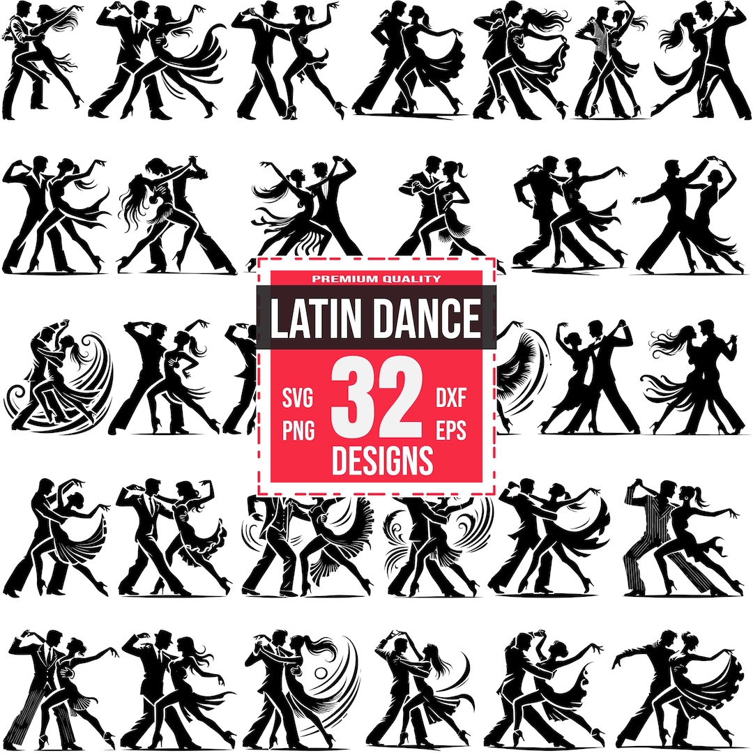 Latin Dance SVG Bundle | 32 Elegant Dance Silhouettes | Dance Clipart ...