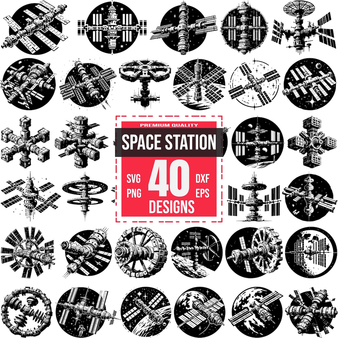 Space Station & Spacecraft SVG Bundle | 40 Sci-fi and Astronomical ...