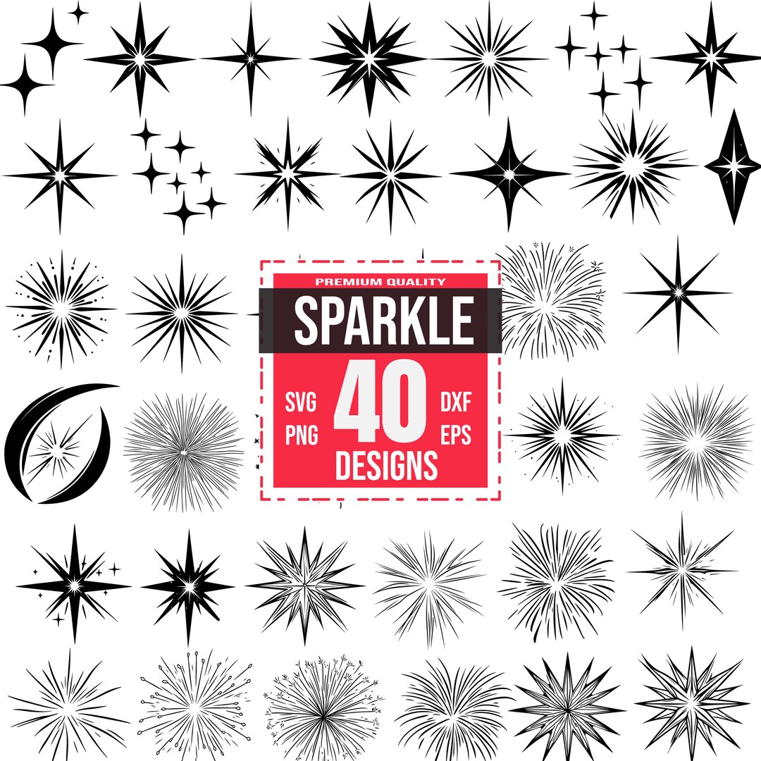 Sparkle Svg Bundle, Glitter Design Png, Shiny Clipart Svg, Starburst ...