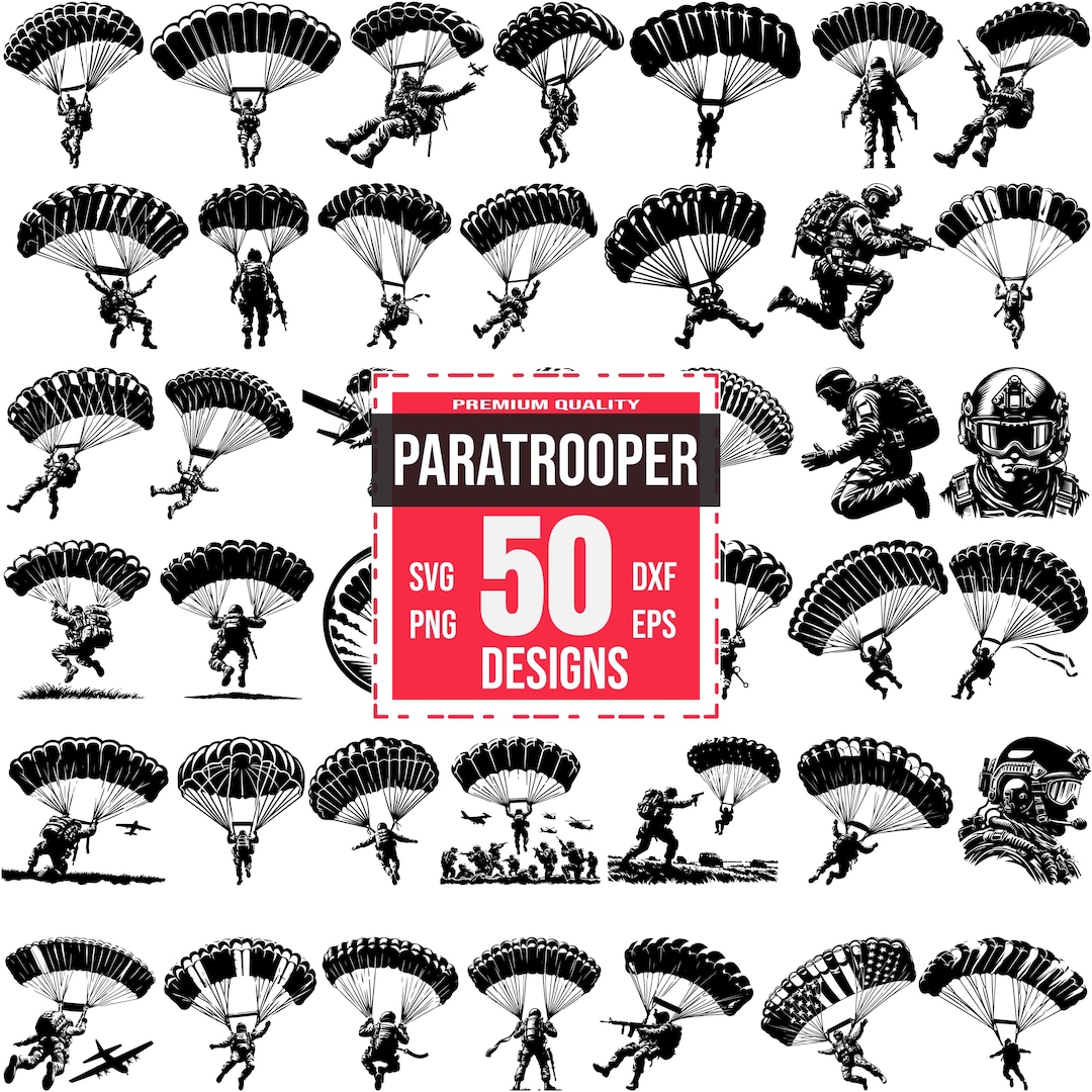 Paratrooper SVG Bundle | 50 Military Airborne Designs | Soldier ...