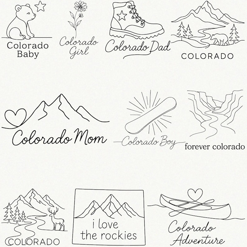 50 Colorado Line Art SVG Bundle – State Outline, Mountains, Denver ...