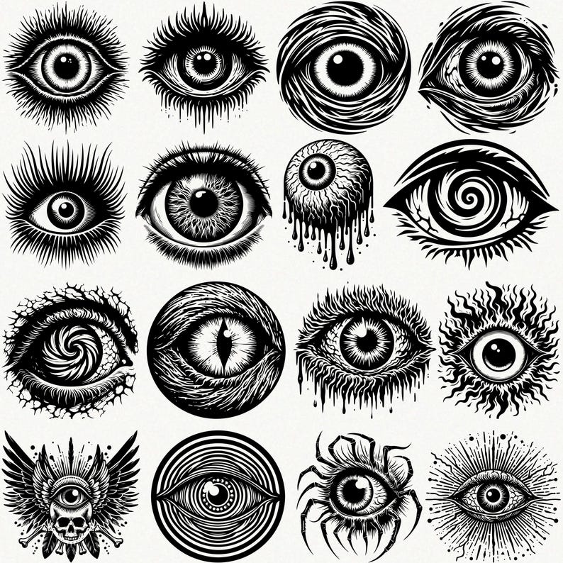 55 Creepy Eye SVG Bundle – Horror Eyeball Set, Scary Eye, Dripping Eye ...