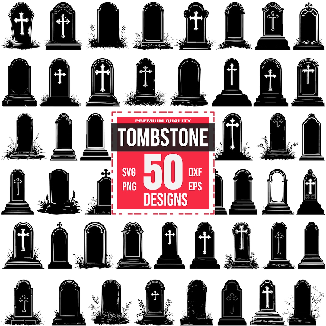 Tombstone SVG Bundle, Grave Svg, Headstone Svg, Cemetery Svg, Tombstone ...