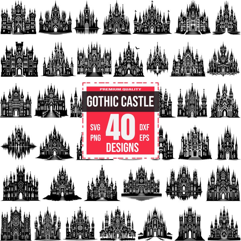 Gothic Castle Clipart - Etsy