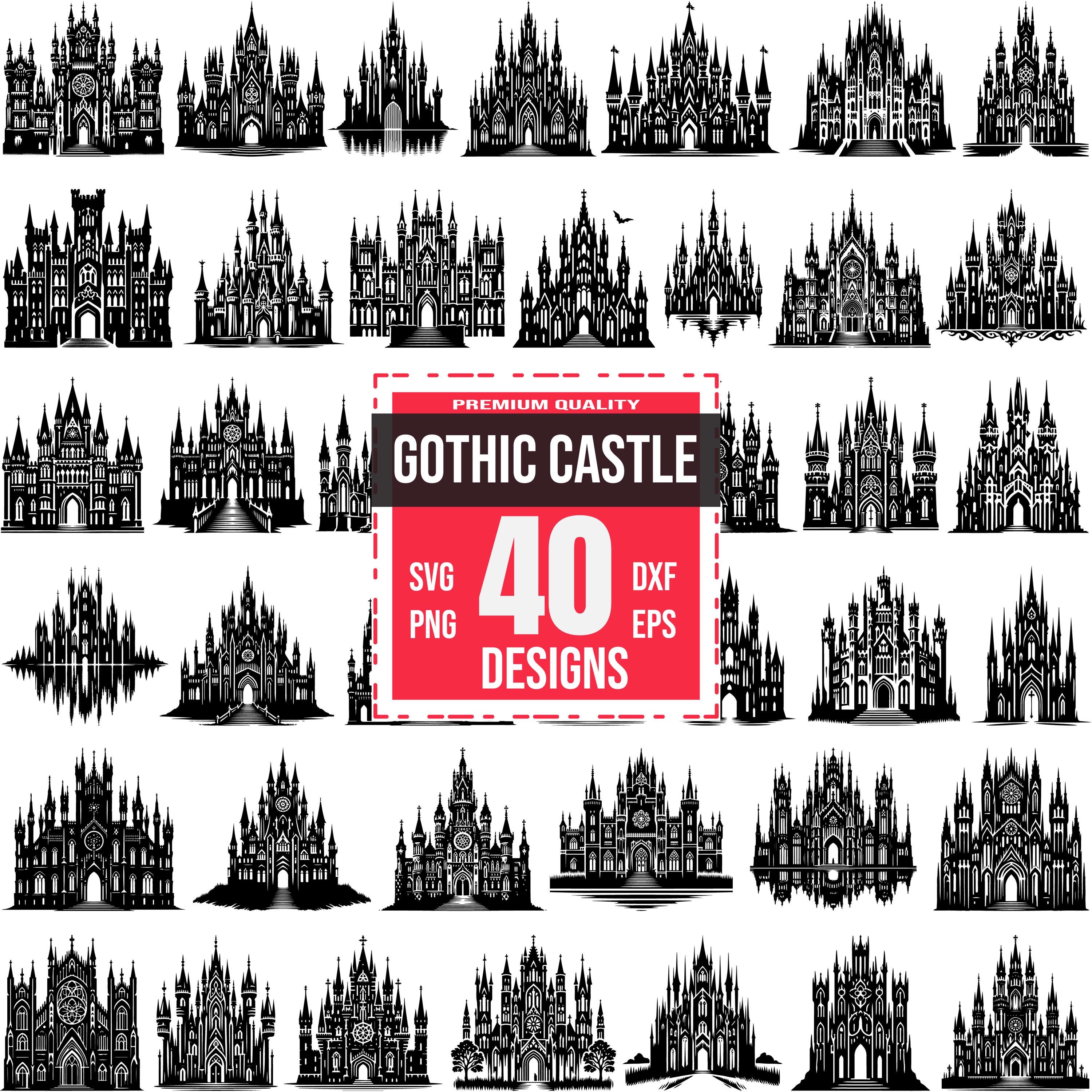 40 Gothic Castle SVG Bundle, Medieval Castle Clipart, Gothic Palace ...