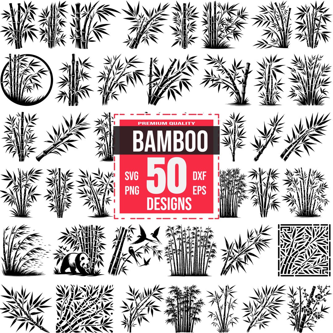 Bamboo SVG Bundle | 50 Zen Nature Designs | Tropical, Asian, Wildlife ...