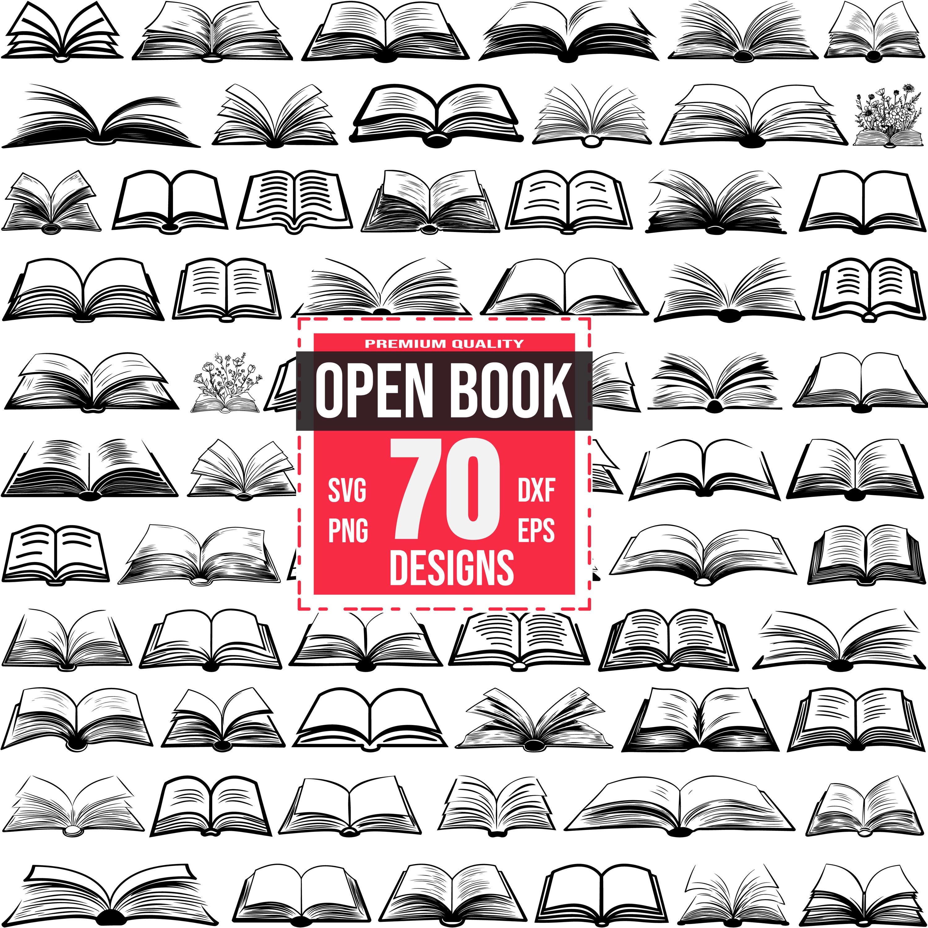 Open Book Svg Bundle, Open Book Png, Book Clipart, Book Vector, Book ...
