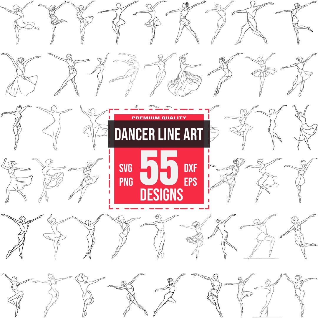 Dancer Line Art Svg Bundle, Dancer Clipart, Line Art Dance Svg, Ballet ...