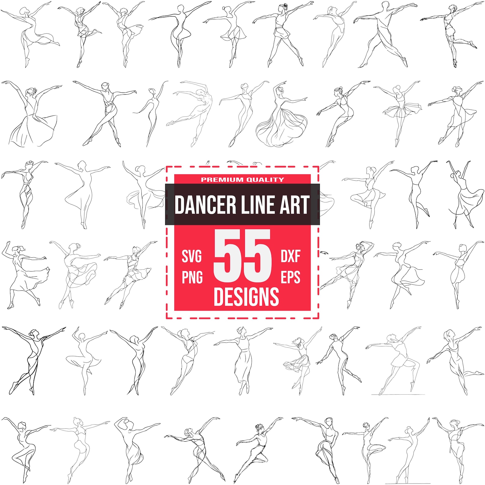 Dancer Line Art Svg Bundle, Dancer Clipart, Line Art Dance Svg, Ballet ...