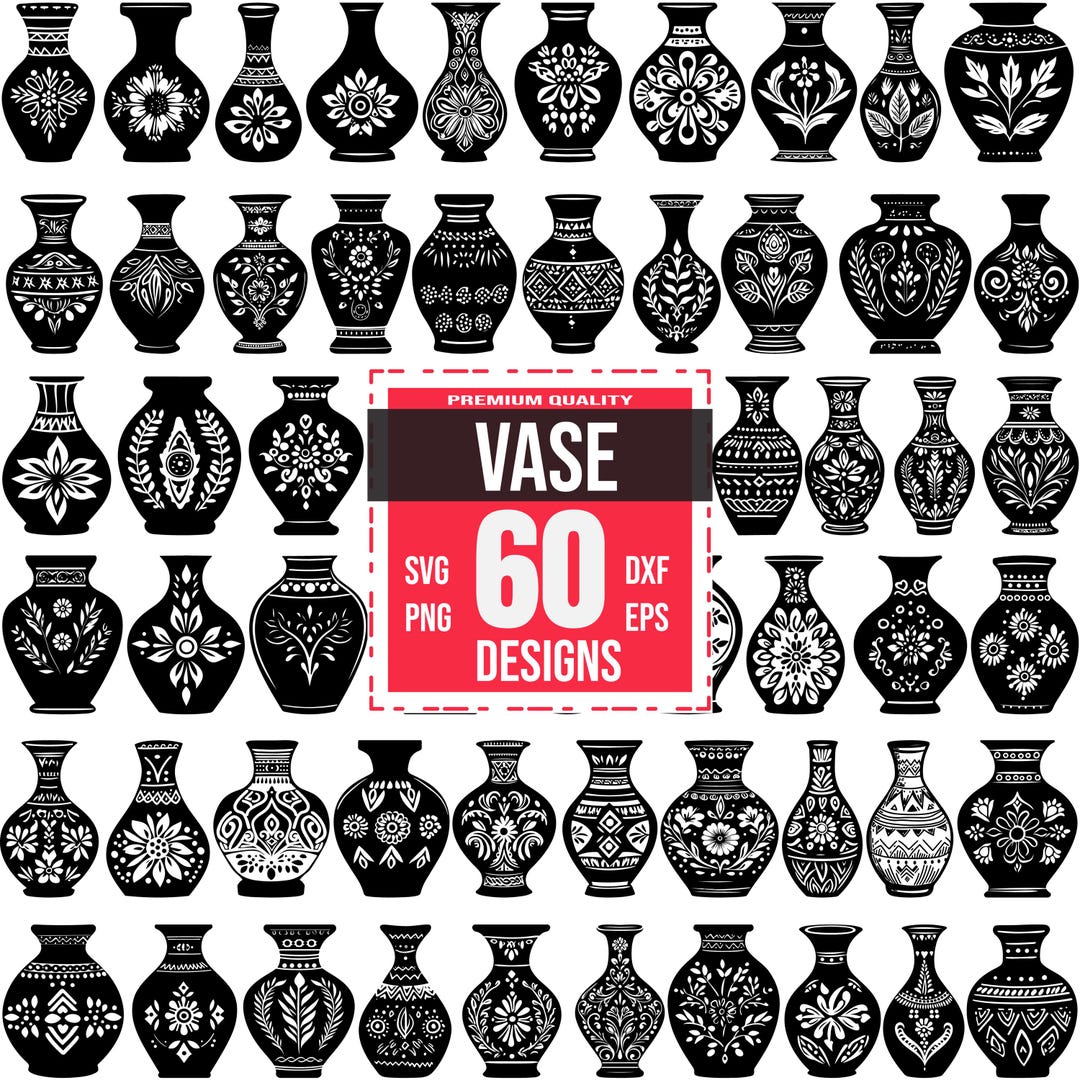 Vase Svg Bundle, Vase Svg, Flower Vase Png, Decorative Vase Design ...