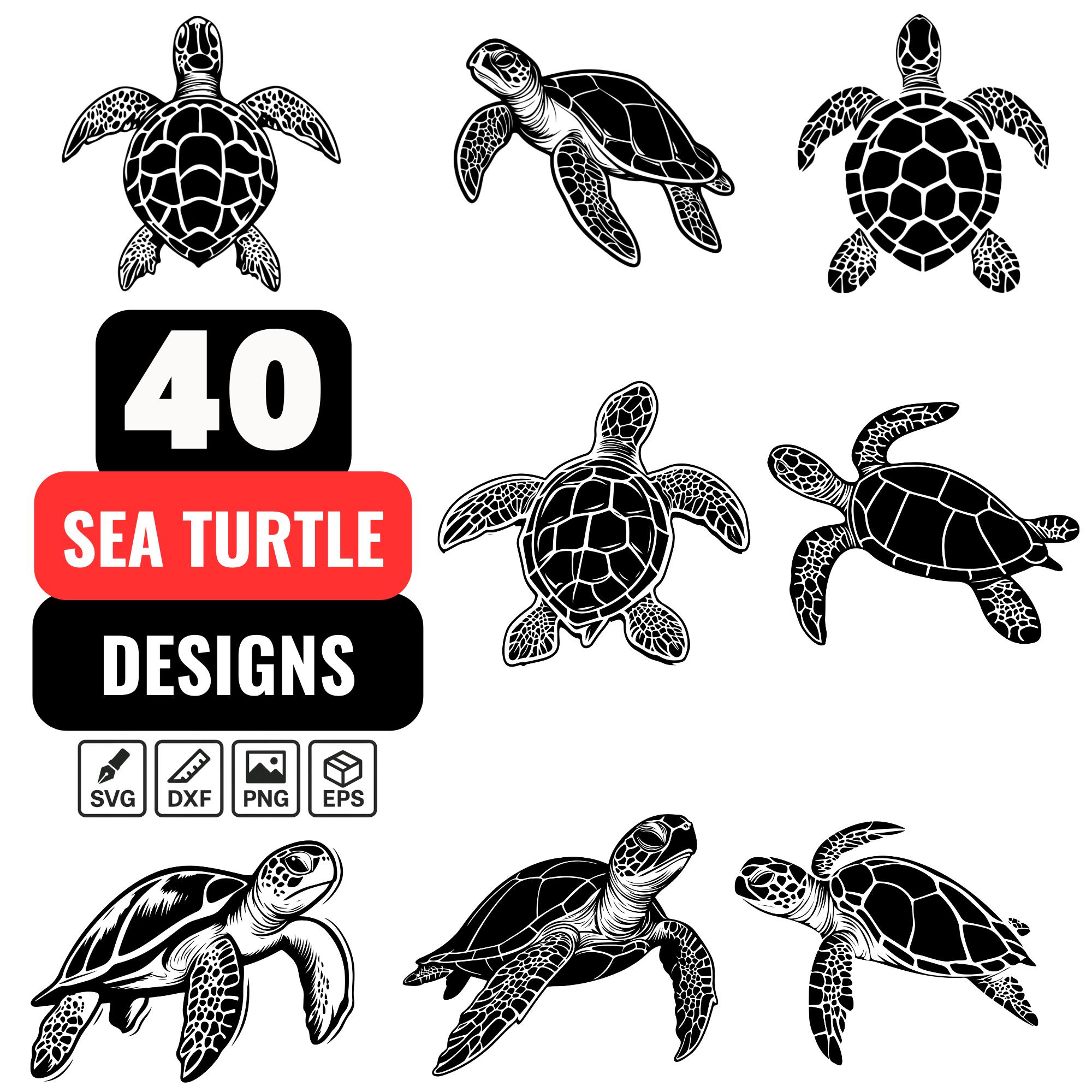 Sea Turtle Svg Bundle, Sea Turtle Clipart, Sea Turtle Vector, Ocean ...