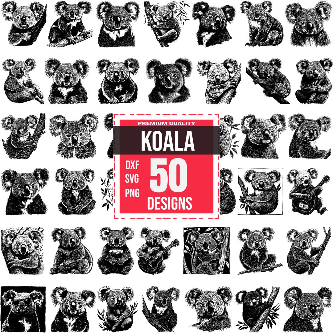 Koala Svg Bundle, Koala Svg, Koala Png, Koala Dxf, Koala Clipart, Cute ...