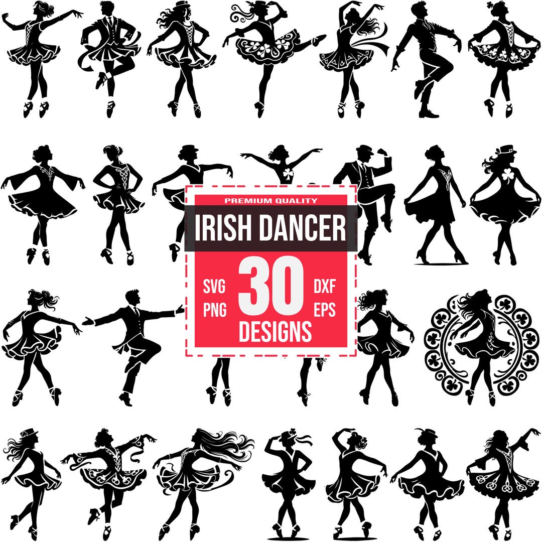 Irish Dancer SVG Bundle | 30 Elegant Irish Dance Designs | Traditional ...