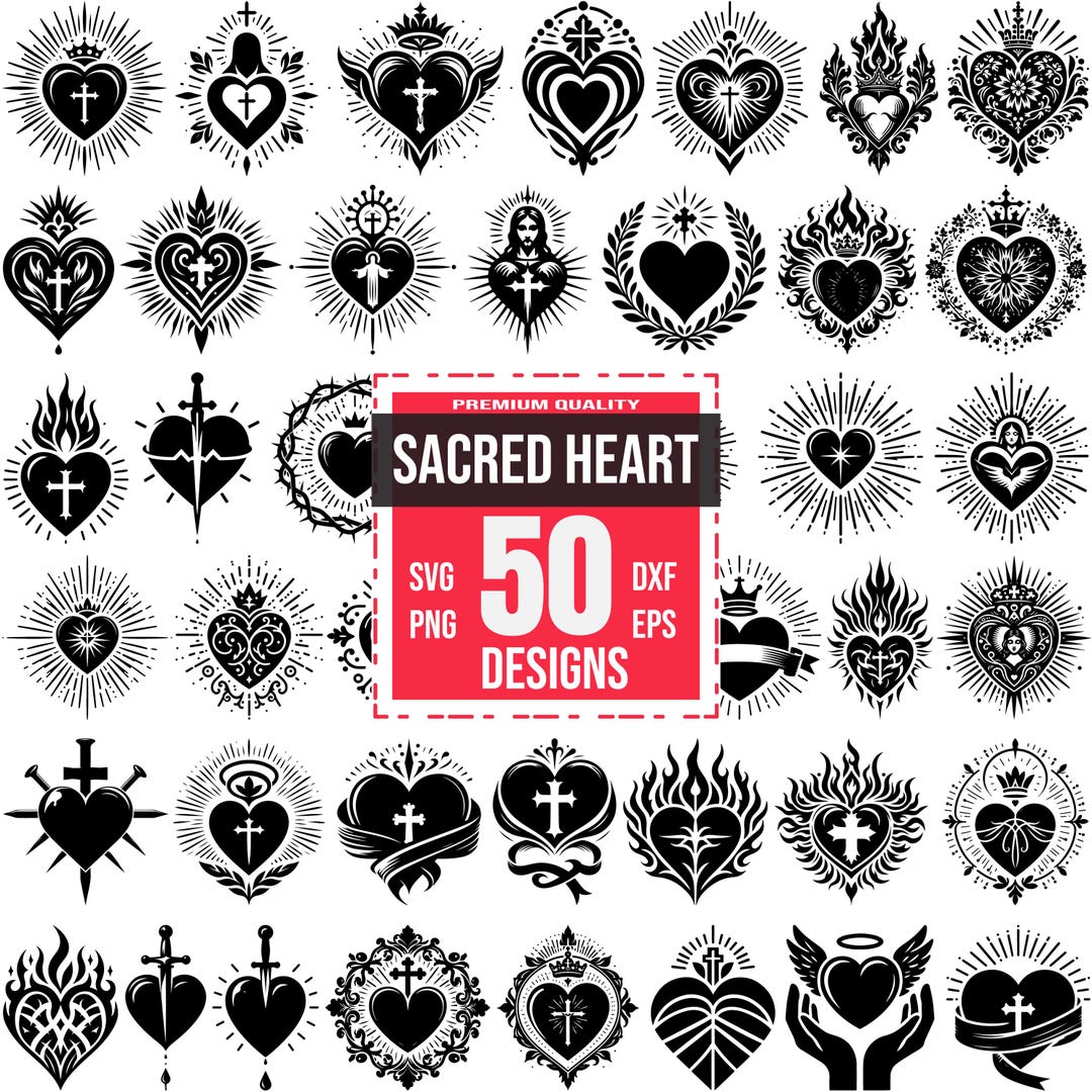 Sacred Heart SVG Bundle | 50 Religious and Devotional Designs ...