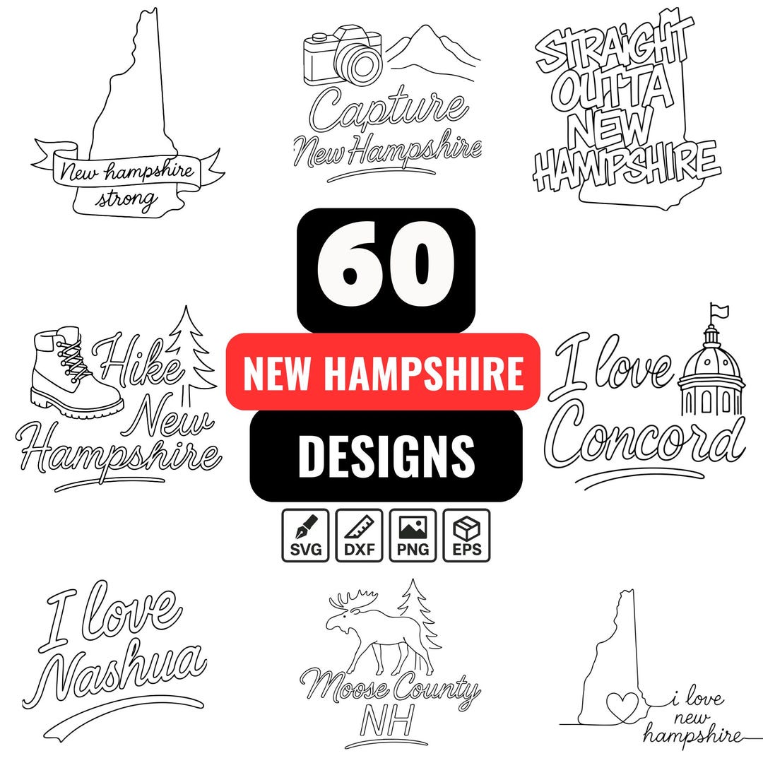 60 New Hampshire Svg Bundle | Concord | Nashua | I Love New Hampshire ...