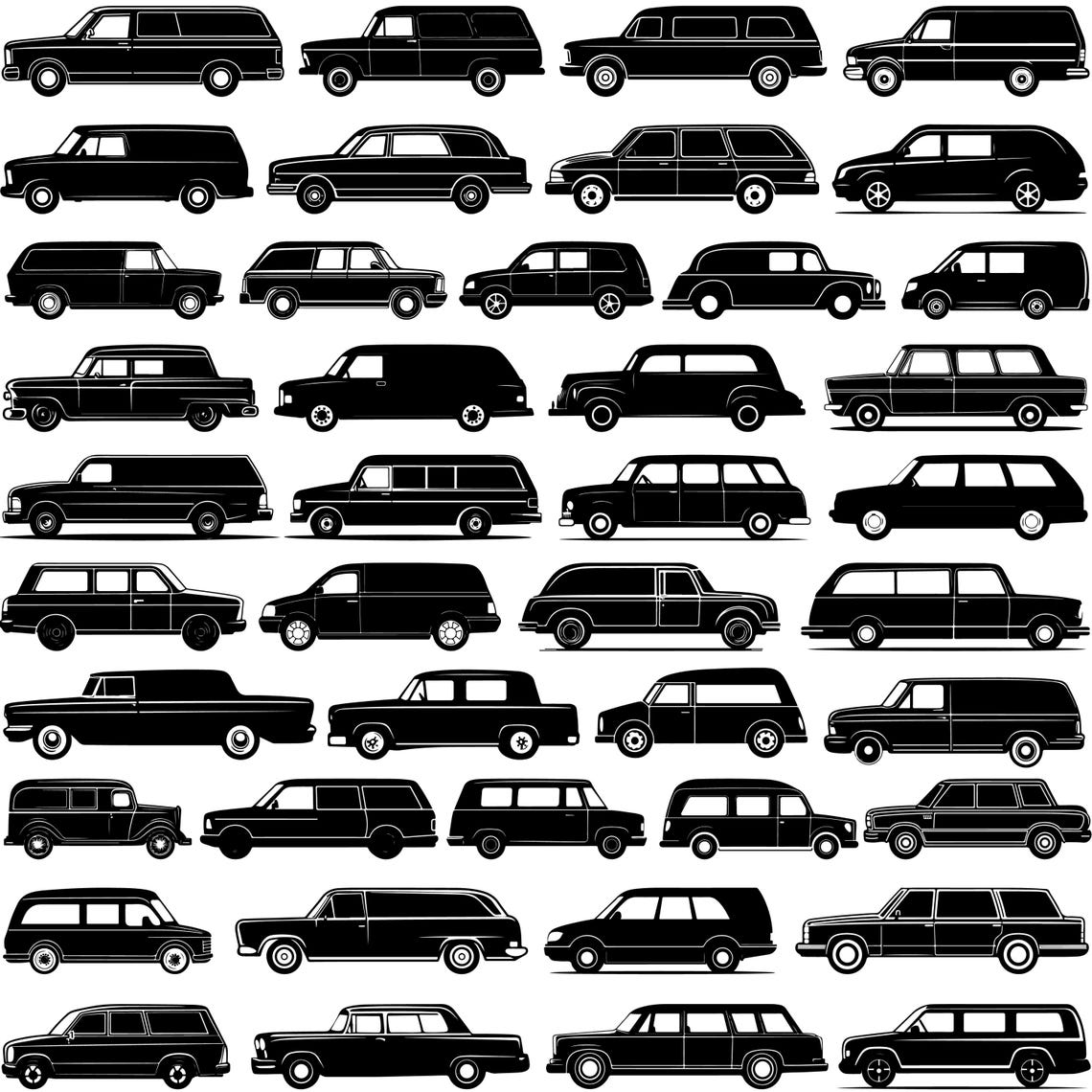 50 Hearse SVG Bundle, Funeral Car Silhouette Clipart, Vintage & Modern ...