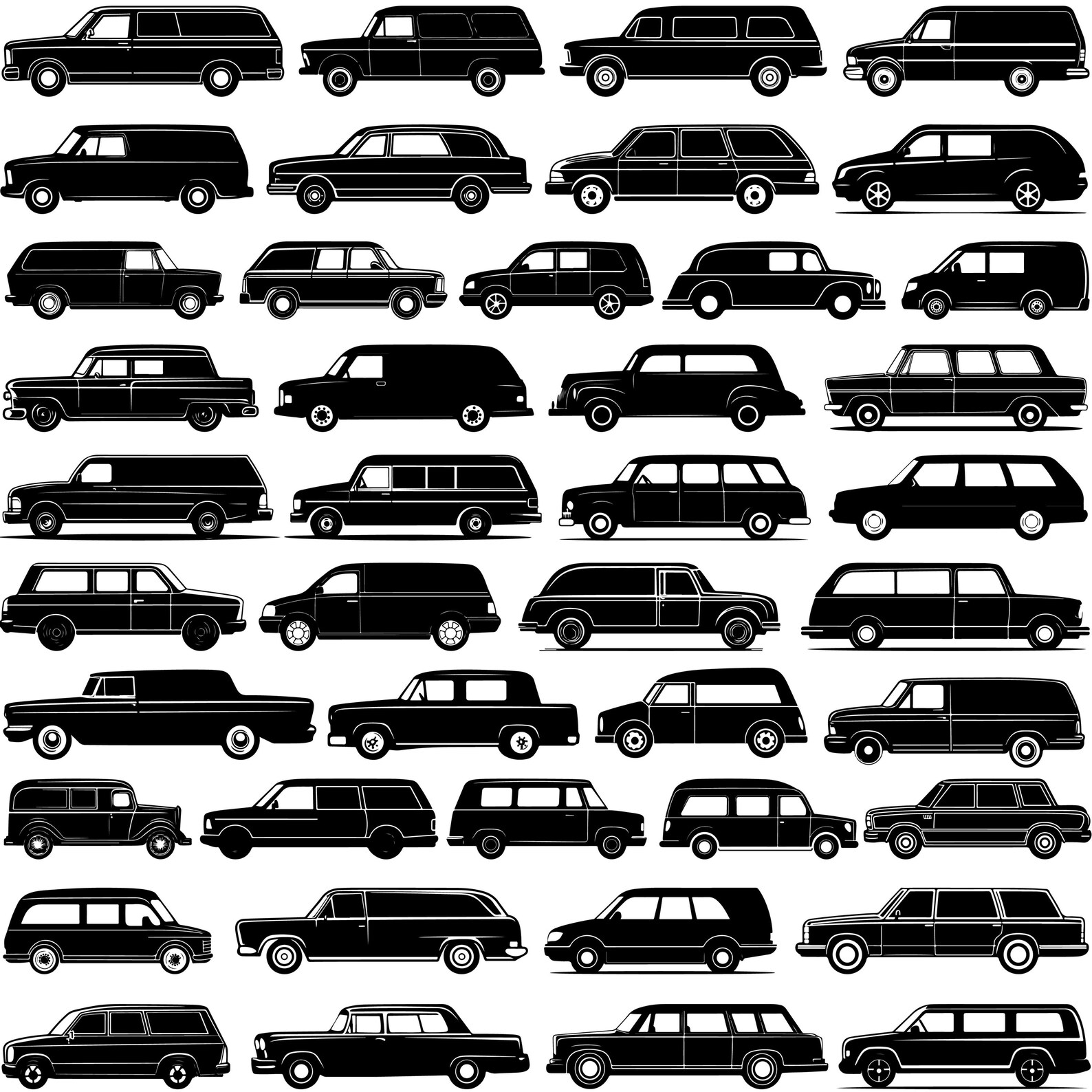 50 Hearse SVG Bundle, Funeral Car Silhouette Clipart, Vintage & Modern ...