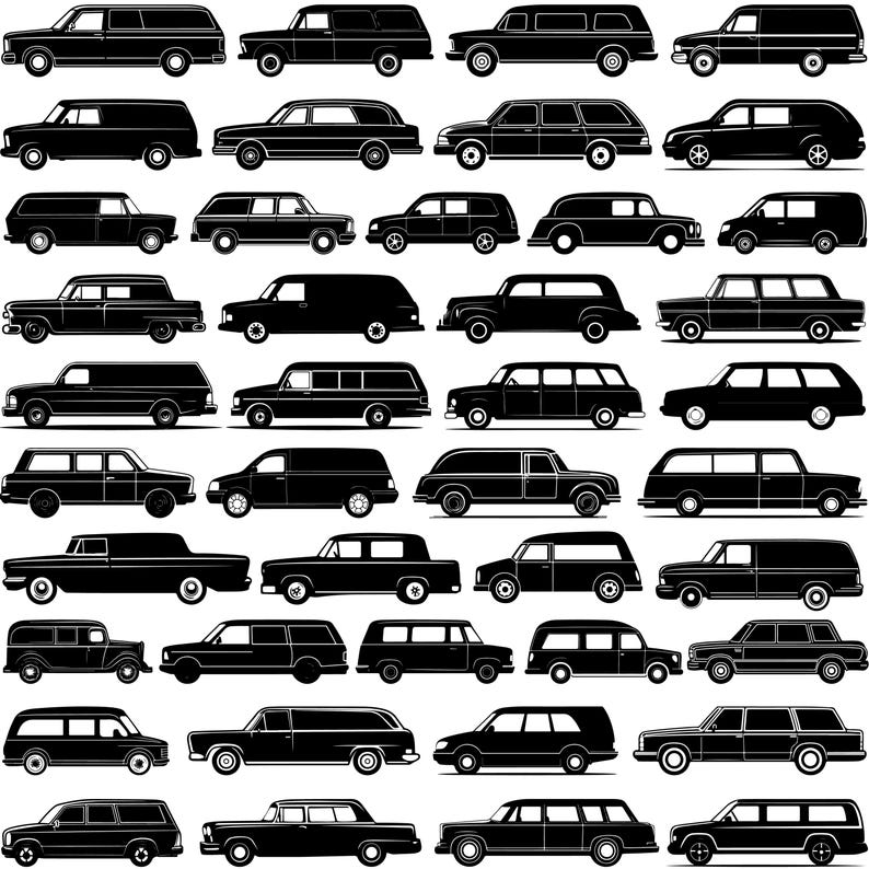 50 Hearse SVG Bundle, Funeral Car Silhouette Clipart, Vintage & Modern ...
