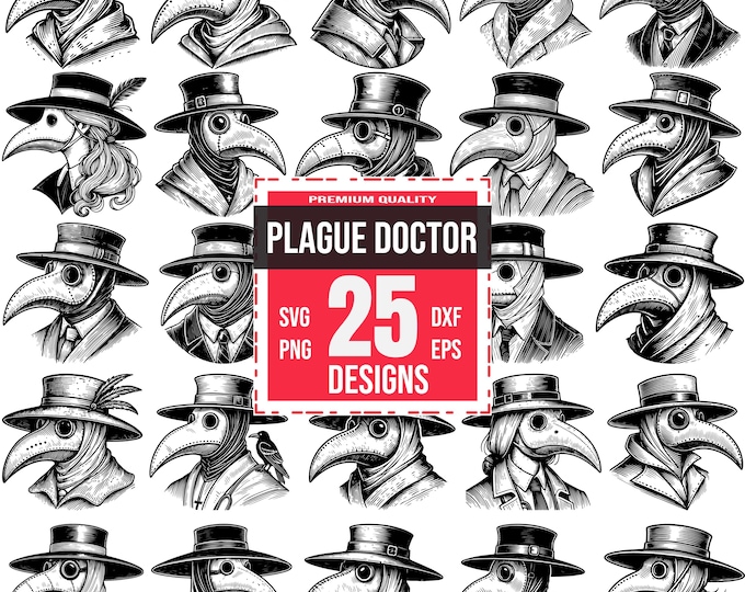 Little Plague Doctor Clipart Bundle - 20 Mysterious and Gothic Images ...