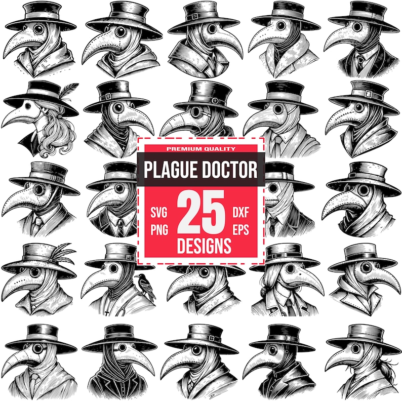 Plague Doctor Svg Bundle, Plague Doctor Png, Plague Mask Svg, Medieval ...